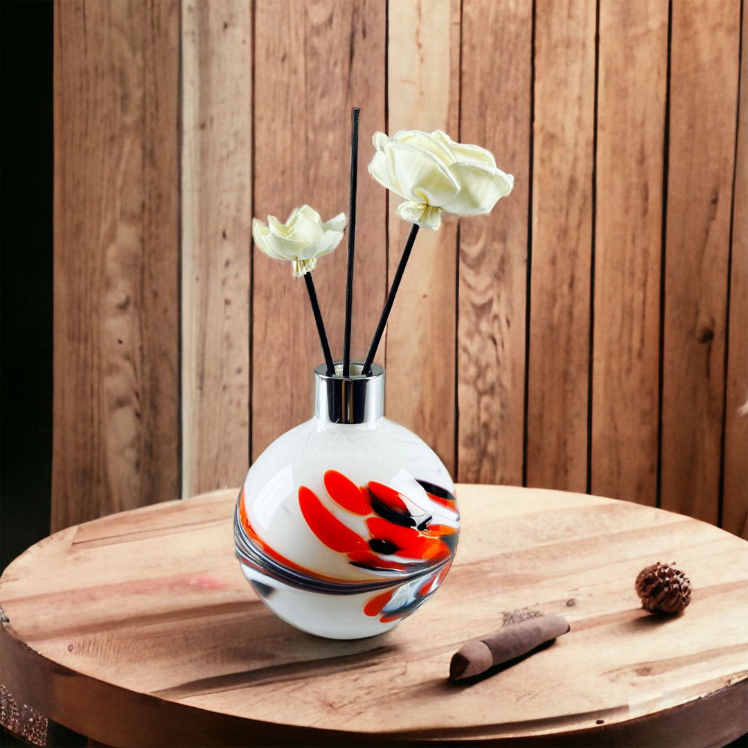 Diffuseur de Parfum avec Bâtons et fleurs végétales (rouge) - Diffuseur Parfum - Cristal Lehrer