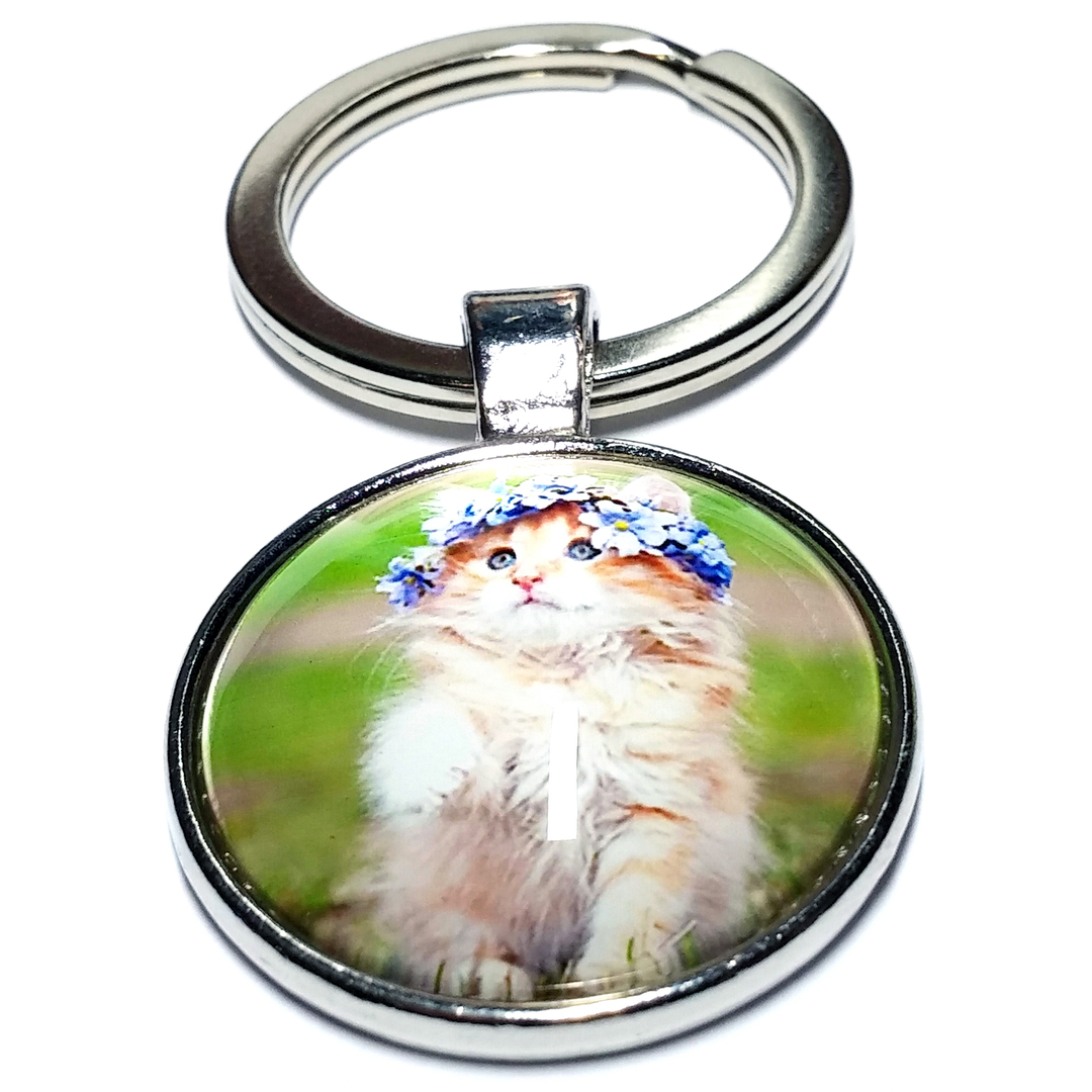 Porte Clé Métal Chaton Couronne de Fleur | Cameleon-Shop.fr