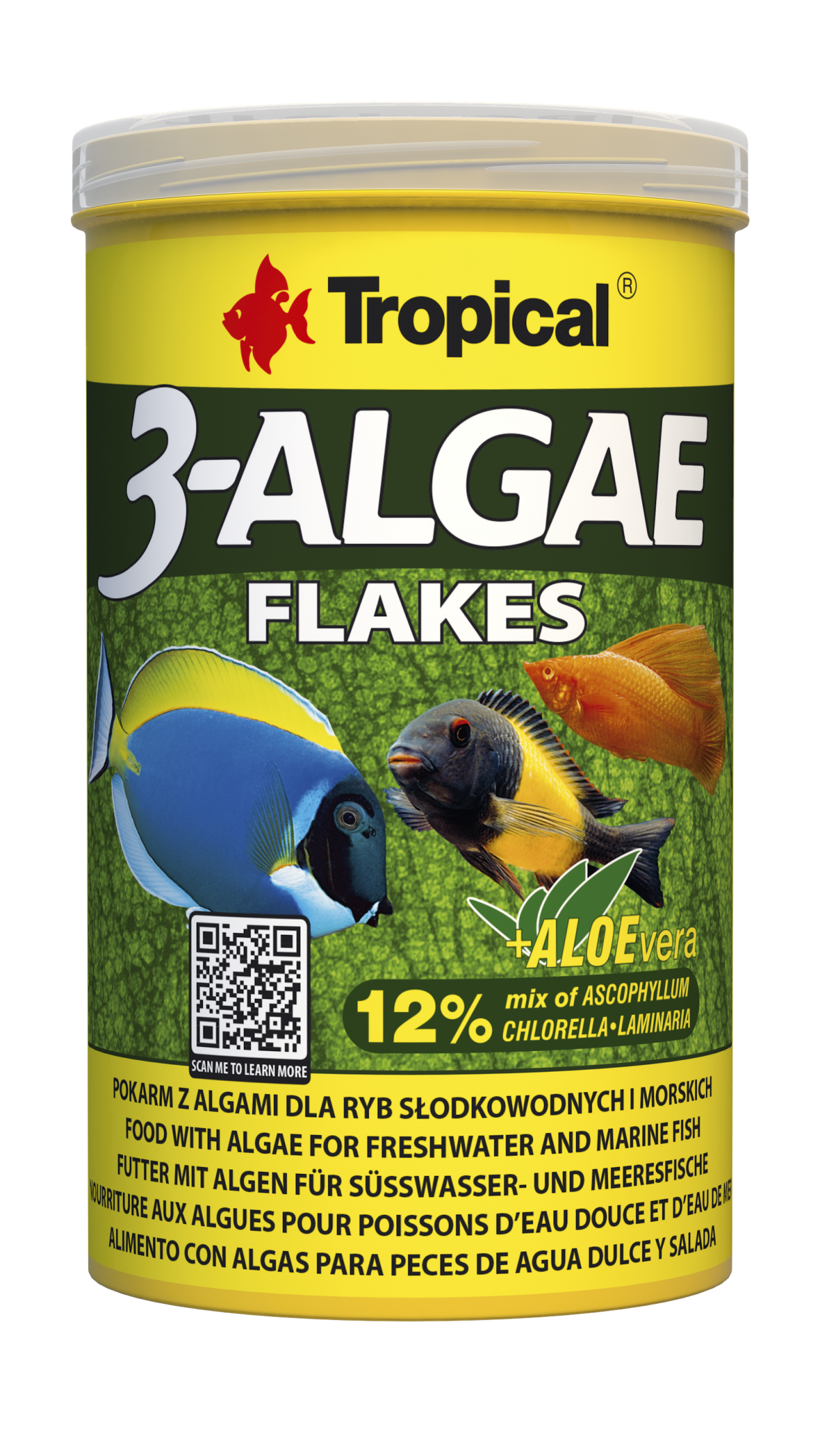 TROPICAL 3-Algae Flakes 1000 ml nourriture en flocons riches en algues pour poissons herbivores ...