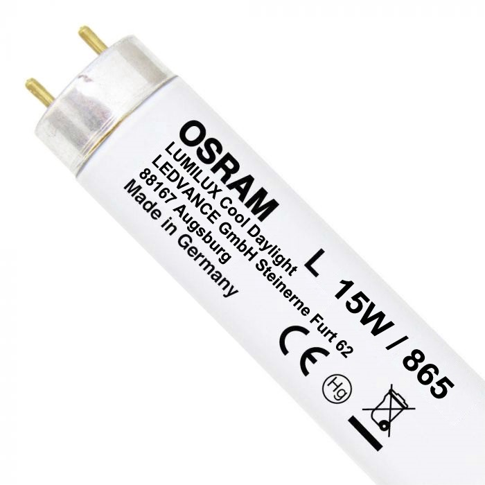 OSRAM Lumilux 15W T8 45 cm 6500°K tube lumière du jour pour aquarium d ...