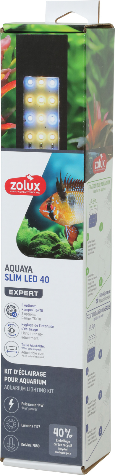 ZOLUX Aquaya Slim LED 40 cm 14W rampe d'éclairage eau douce à poser ou ...