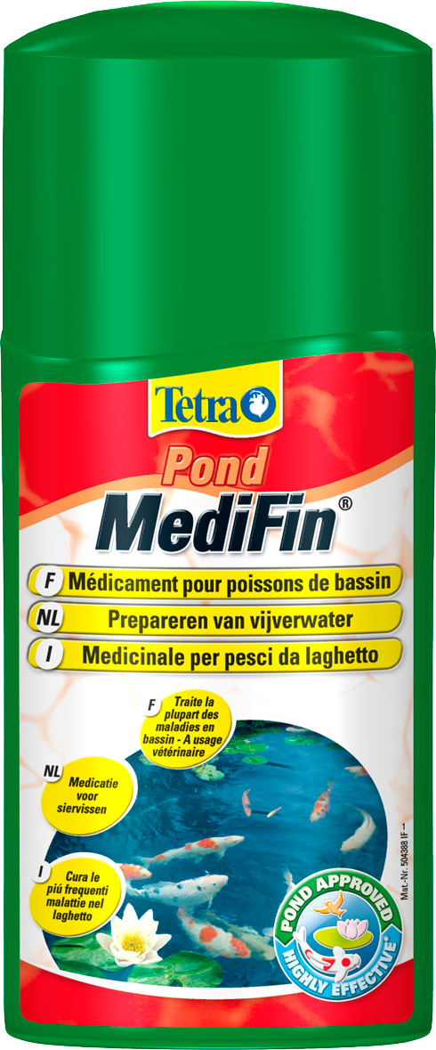 TETRA Pond MediFin 250 ml médicament multi-maladies pour poissons de bassin. Traite jusqu' à ...