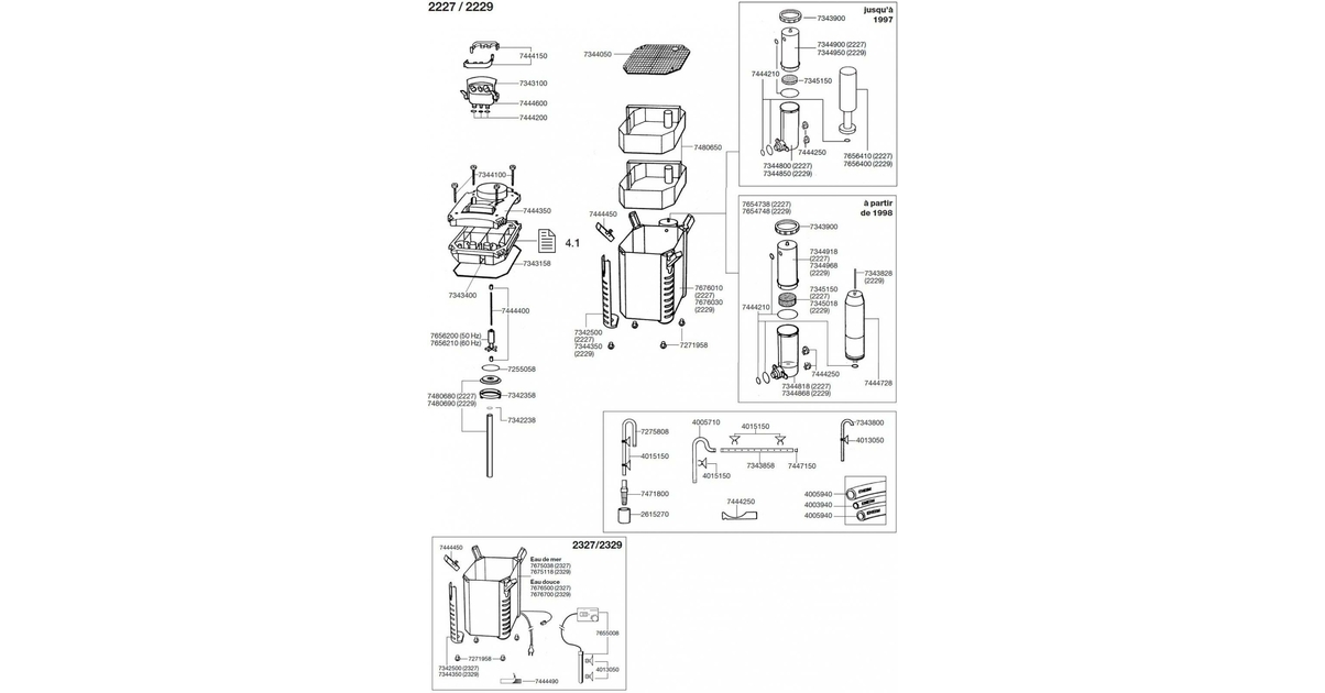 Pièces détachées EHEIM Professionel 2227, 2229, 2327, 2329 - Pièces ...