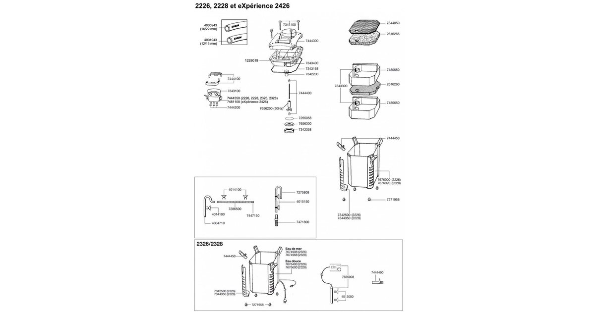 Pièces détachées EHEIM Professionel 2 2226, 2228, 2326, 2328 et ...