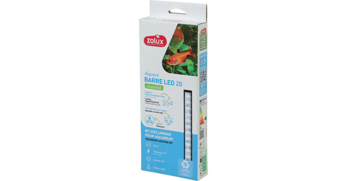 ZOLUX Barre Led 20 cm rampe d'éclairage LEDs 6500K pour aquarium de 28 ...
