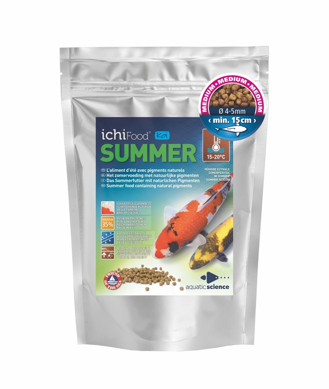 ICHI FOOD Summer Medium 4 à 5 mm 1 Kg aliment complet pour carpes koï spécialement adapté pour l ...