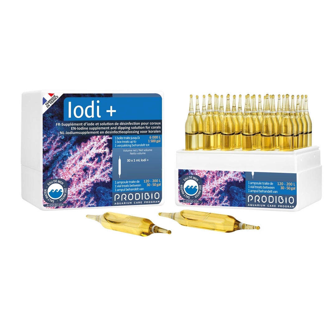 PRODIBIO Iodi + 30 ampoules supplément d'iode pour aquarium récifal. Traite jusqu'à 6000 L ...
