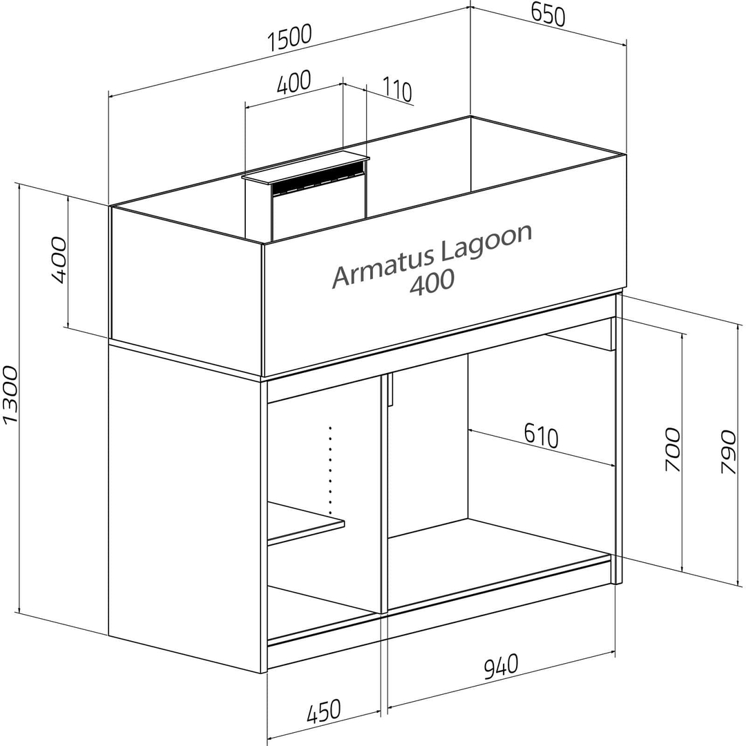 AQUA MEDIC Armatus Lagoon 400 kit Aquarium marin 150 cm 355 L avec ...