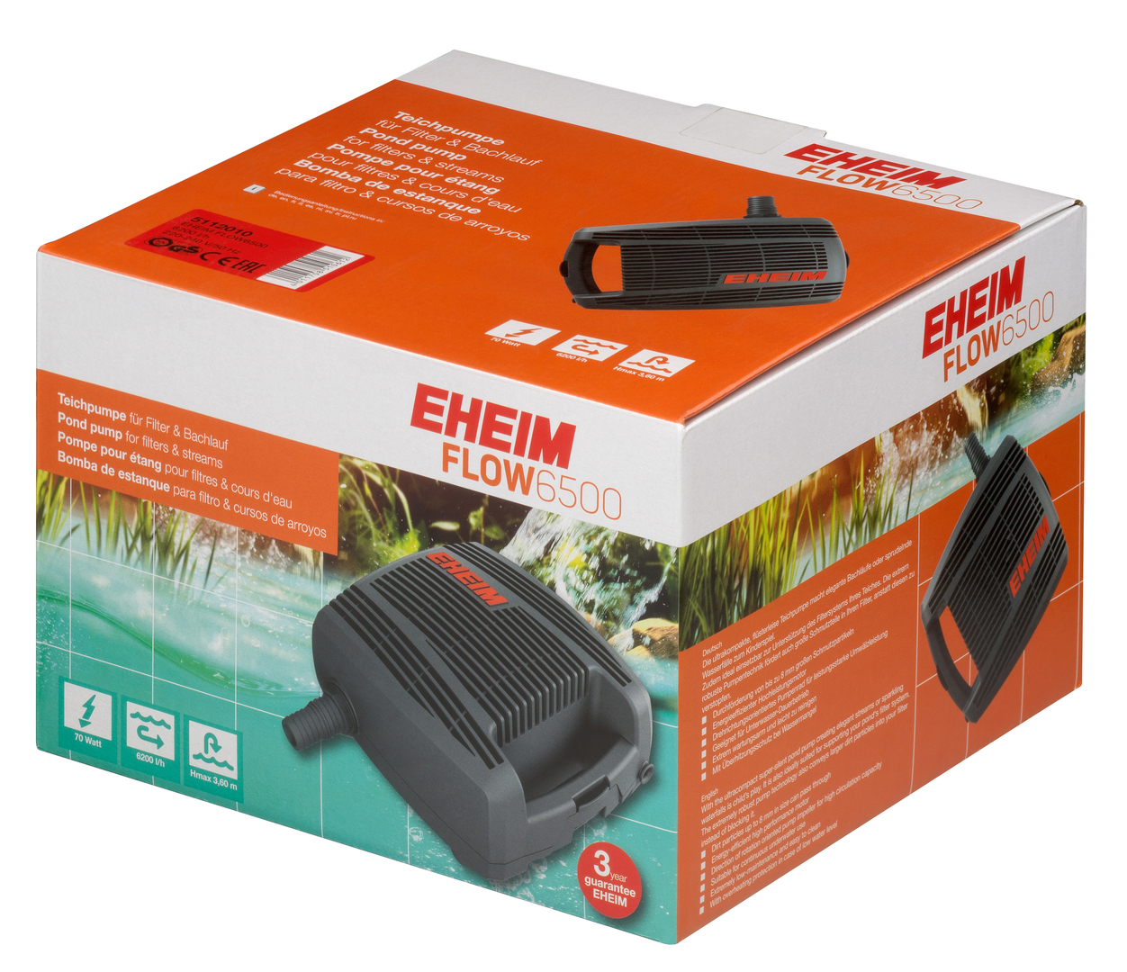 EHEIM Flow 6500 pompe de bassin 6500 L/h pour filtre ou cascade - Accessoires bassins/Pompes ...