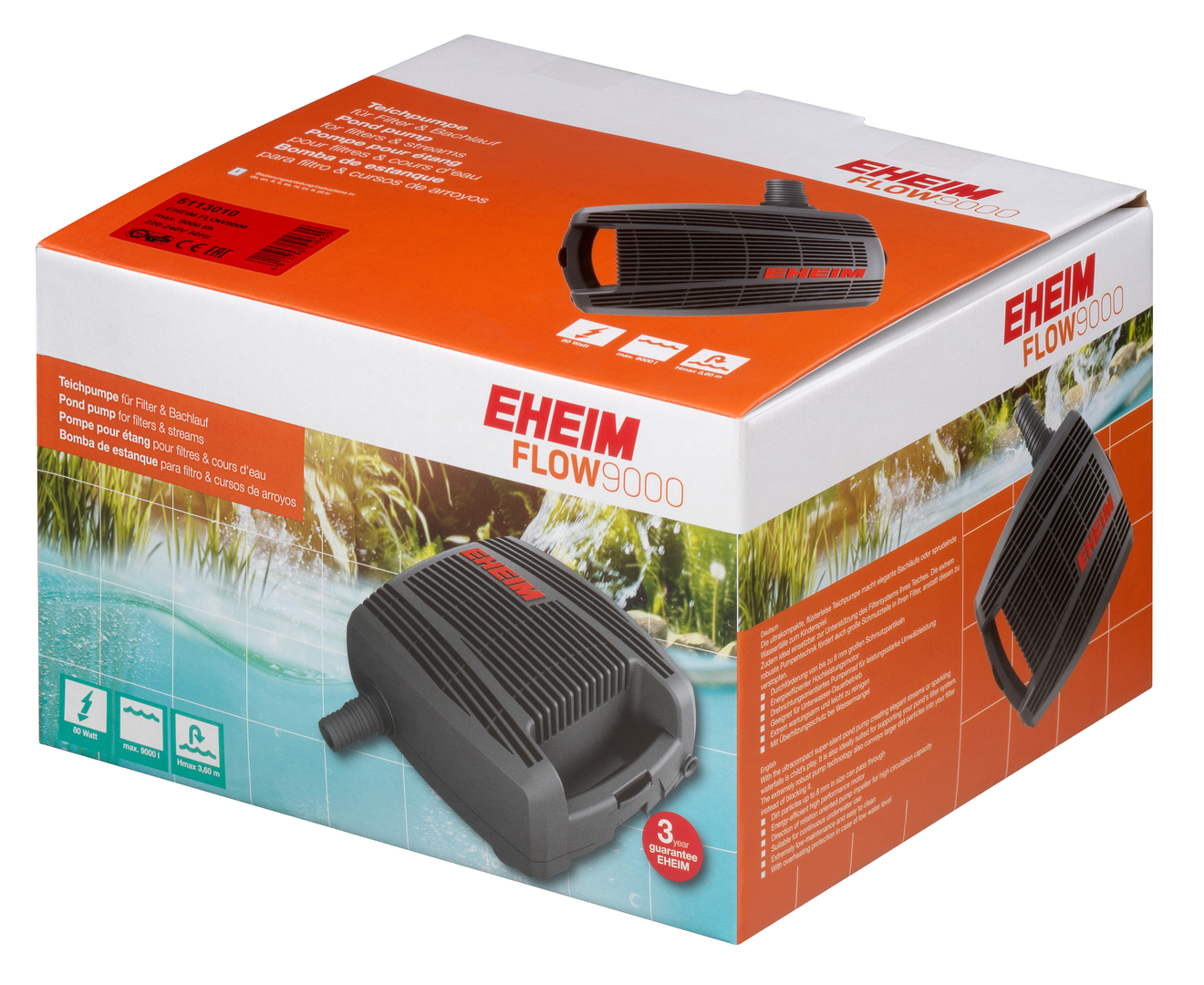 EHEIM Flow 9000 pompe de bassin 9000 L/h pour filtre ou cascade - Accessoires bassins/Pompes ...