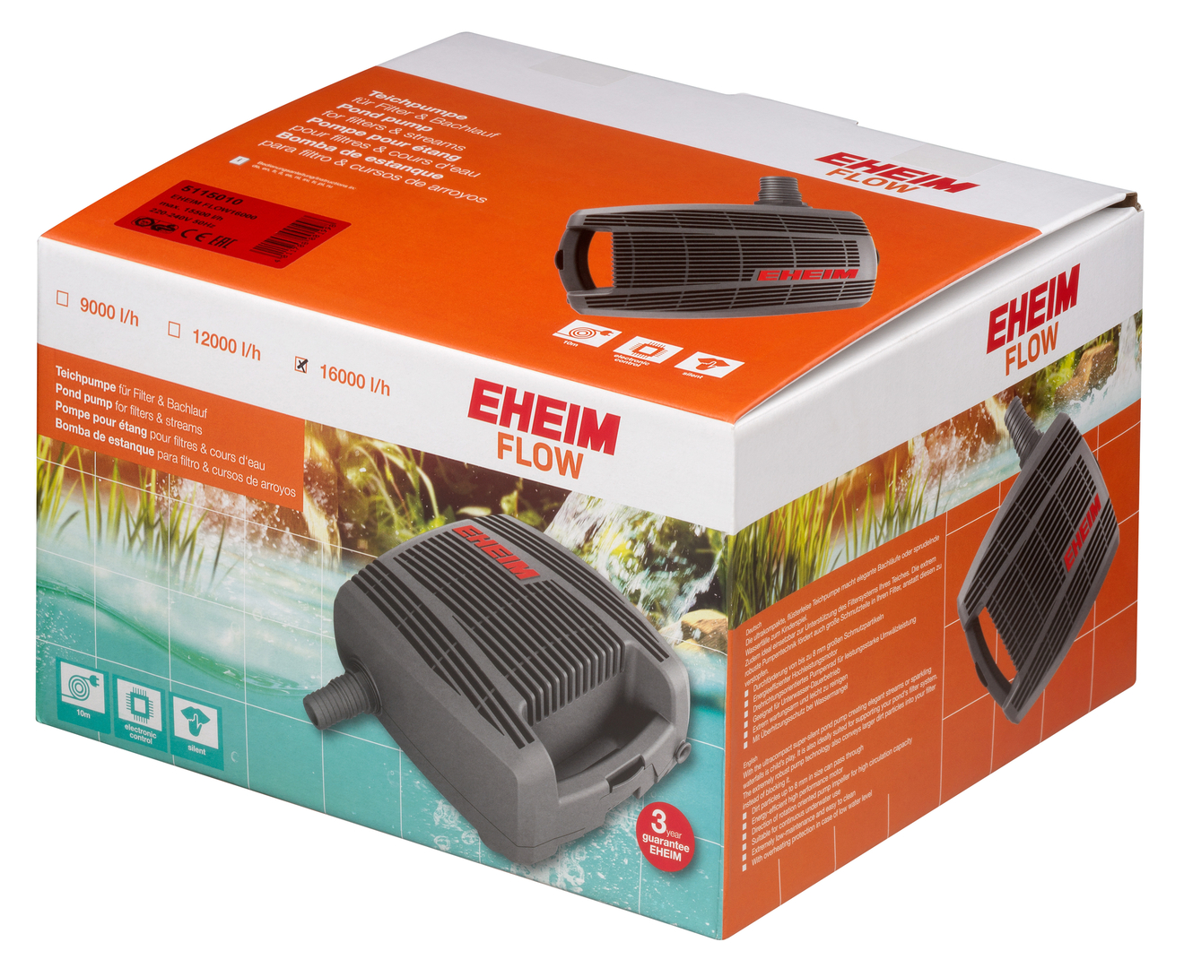 EHEIM Flow 16000 pompe de bassin 15500 L/h pour filtre ou cascade - Accessoires bassins/Pompes ...
