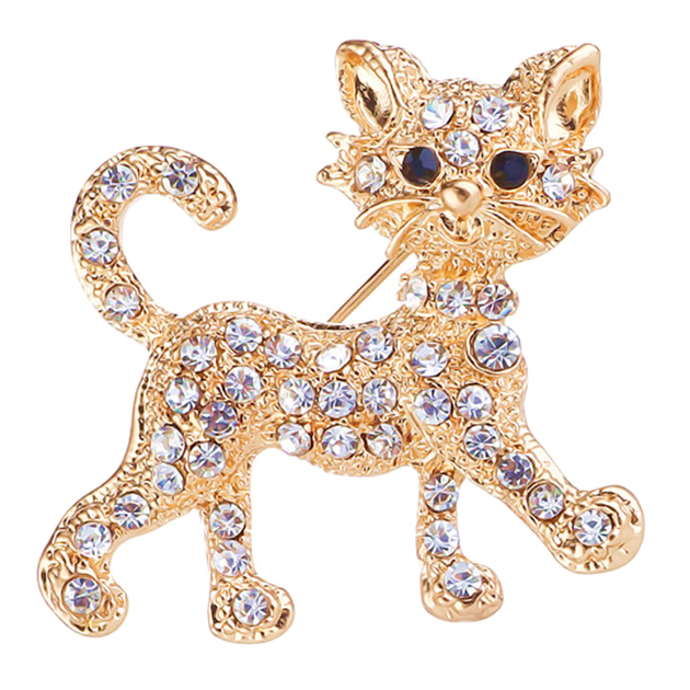Broche chat et strass de luxe - Badges/broches/pin's - au-chat-heureux