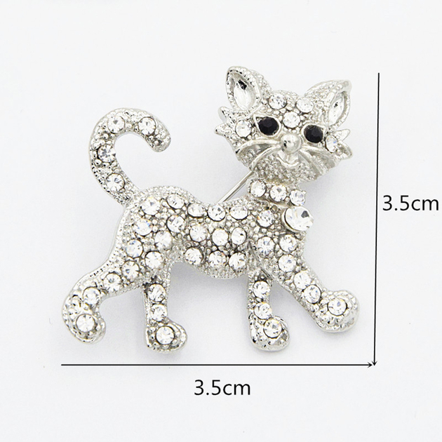 Broche chat et strass de luxe - Badges/broches/pin's - au-chat-heureux