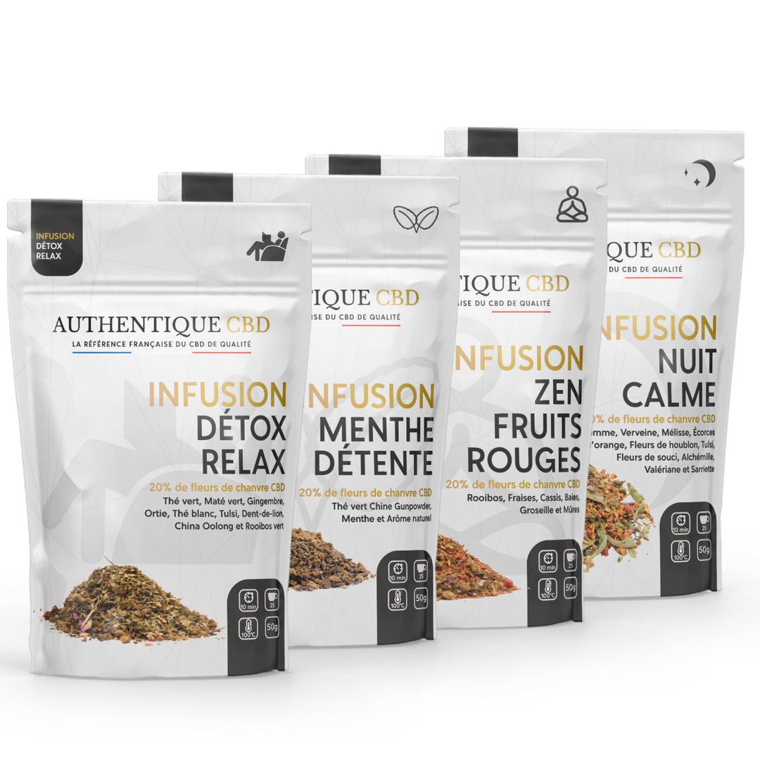Pack Infusion CBD 4 Goûts - Tisane CBD Bio - Authentique-CBD
