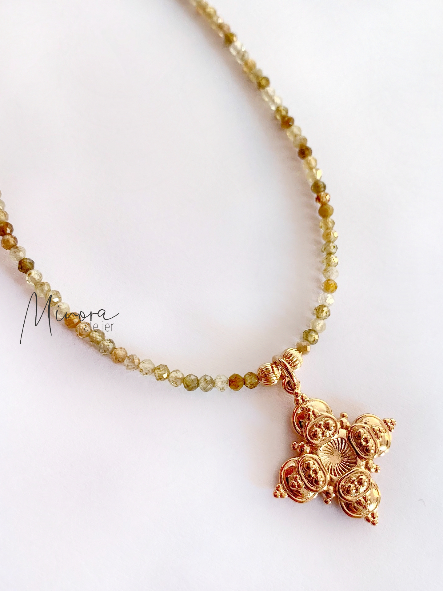 COLLIER RITA GRENAT VERT - Les colliers/Les pierres - Minora Atelier