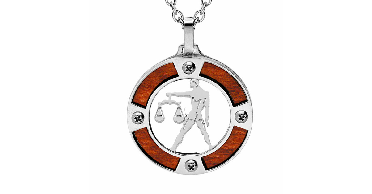 Collier Balance, gravure offerte, chaîne 45 à 80cm, acier, zodiaque