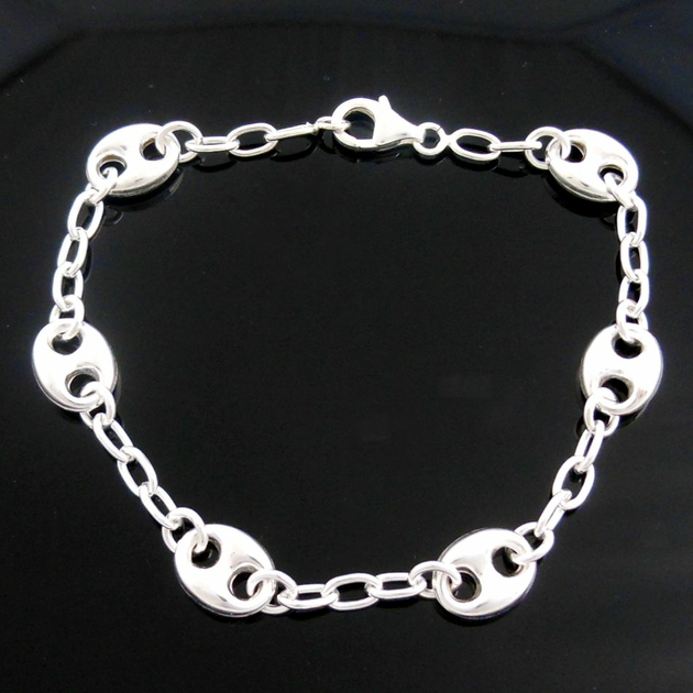 Bracelet grains de café 8x10mm en argent 925, long. 18cm - MURAT Bracelet grains de café 8x10mm en argent 925, long. 18cm - MURAT