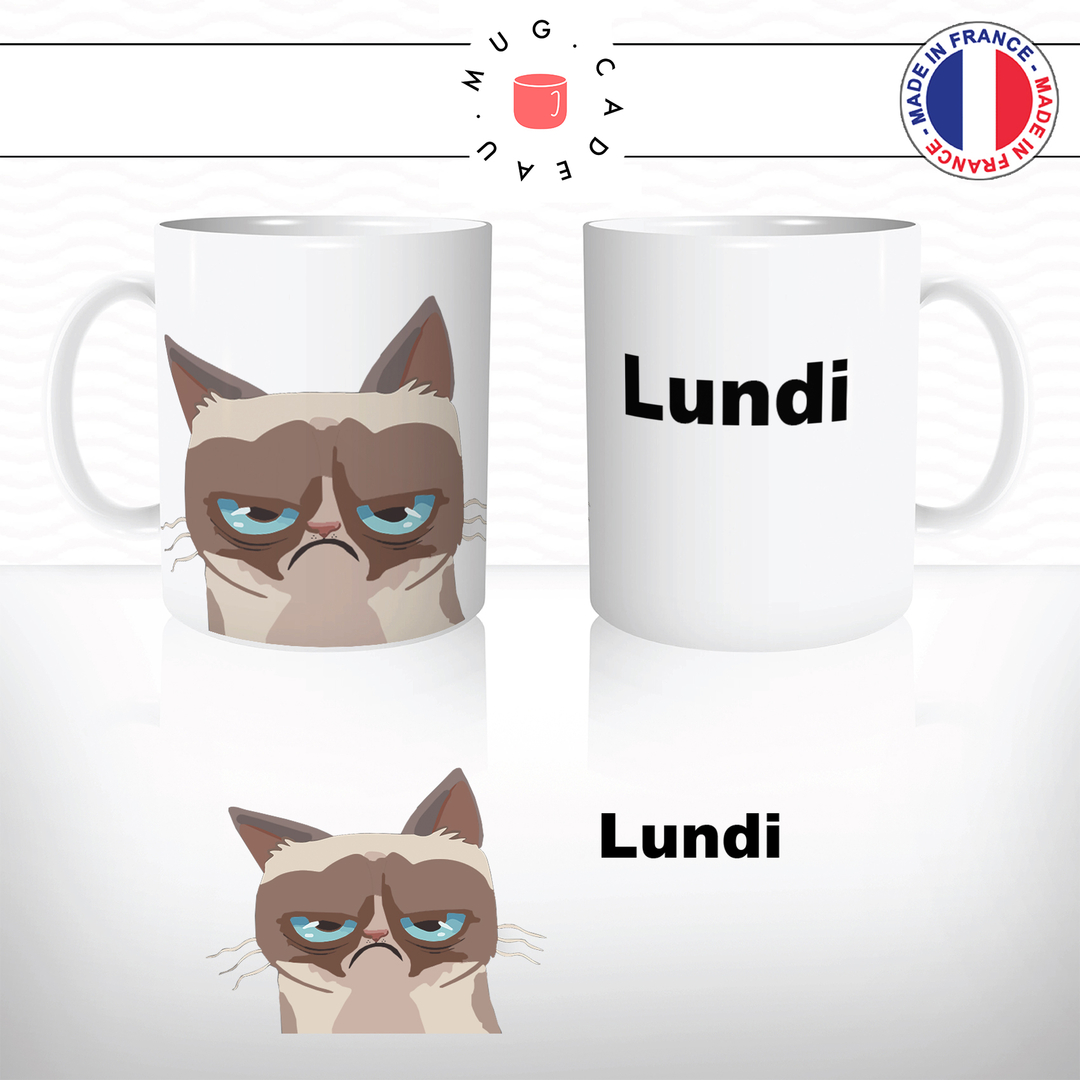 Mug Chat Grognon Lundi - Animaux/Chat - Mug-Cadeau