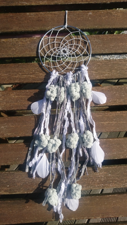 Décoration murale mini attrape-rêve argent/blanc/noir - Décoration ...