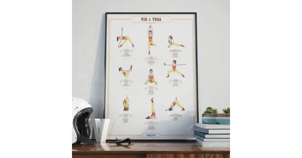 Affiche Vin & Yoga FEMME - 50 x 70 cm - Affiche sur le vin - Vinalia