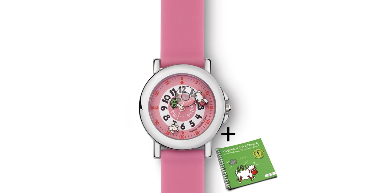 Montre pédagogique "Hectorine, Sam et Marcelin" - version rose ...