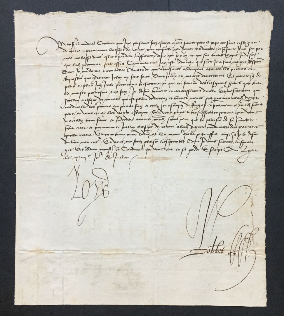 LOUIS XII - Lettre signée - Demande de faveur au Pape pour son conseiller