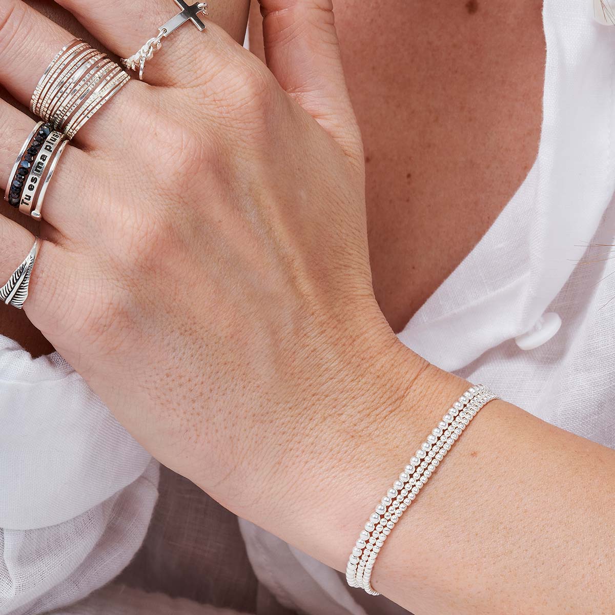 Bracelet Petites Boules Argent Triple Tours - DORIANE BIJOUX