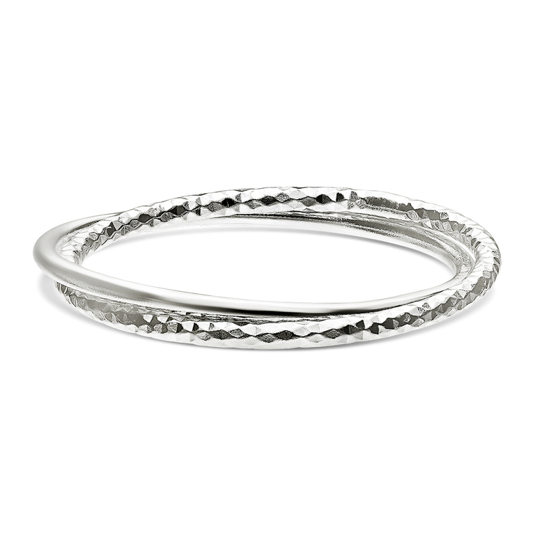 Bague Fine Double Anneau Lisse Et Martelé - DORIANE BIJOUX