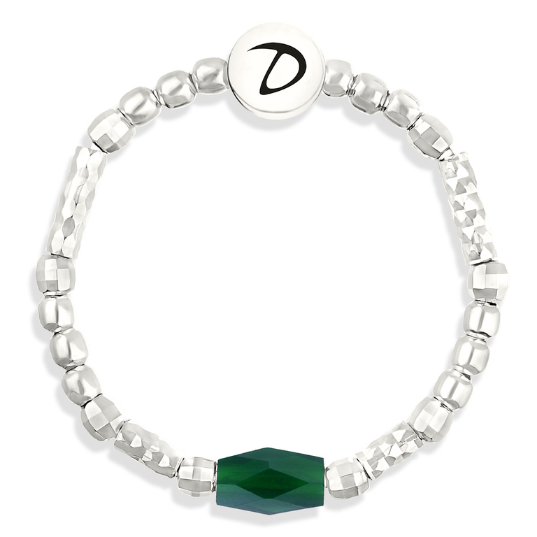 BAGUE ELASTIQUE ARGENT PIERRE VERTE - DORIANE Bijoux