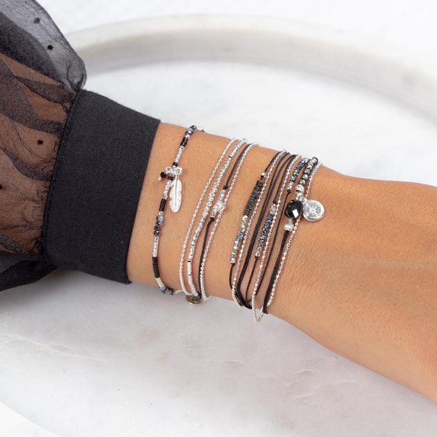 BRACELET DOUBLE TOURS NOIR BABY OXYDE - BRACELETS ARGENT 925/Bracelets ...