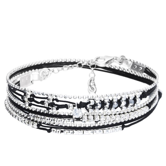 BRACELET SAMARA TRIPLE RANGS NOIR -Multi-Tours - DORIANE Bijoux