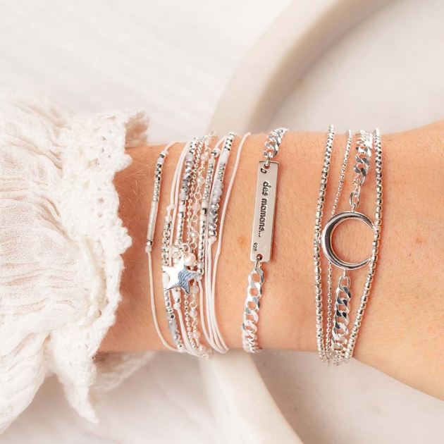 BRACELET MULTI TOURS BLANC ETOILE ET CHAÎNE - BRACELETS ARGENT 925 ...
