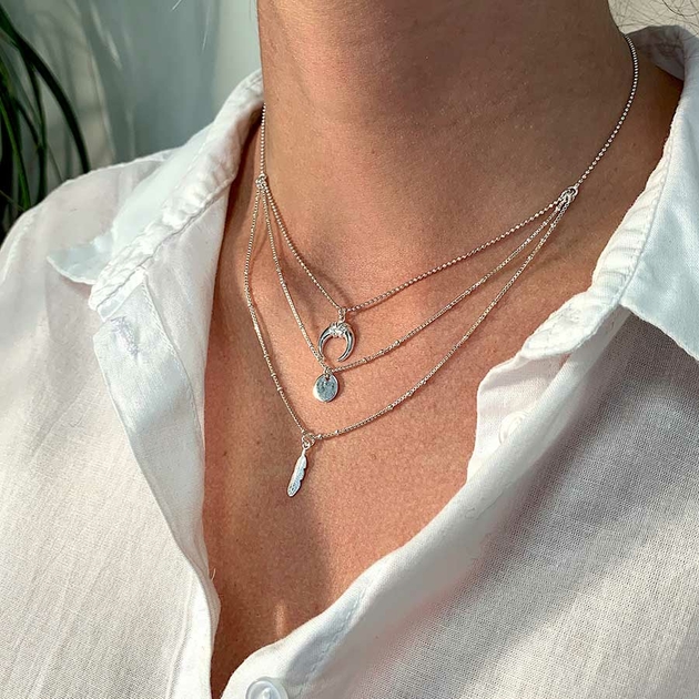 COLLIER TRIPLE RANGS CORNE-PASTILLE-PLUME - COLLIERS ARGENT 925 ...