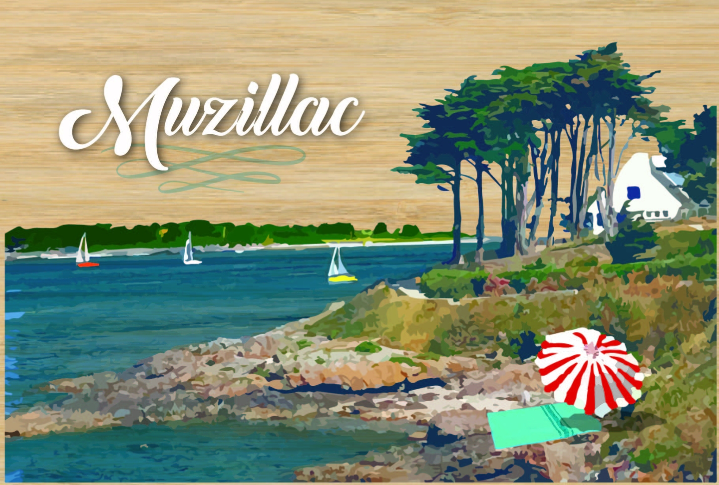 LOT DE 10 CARTES - MUZILLAC - BRETAGNE - GRAPHIC WOOD