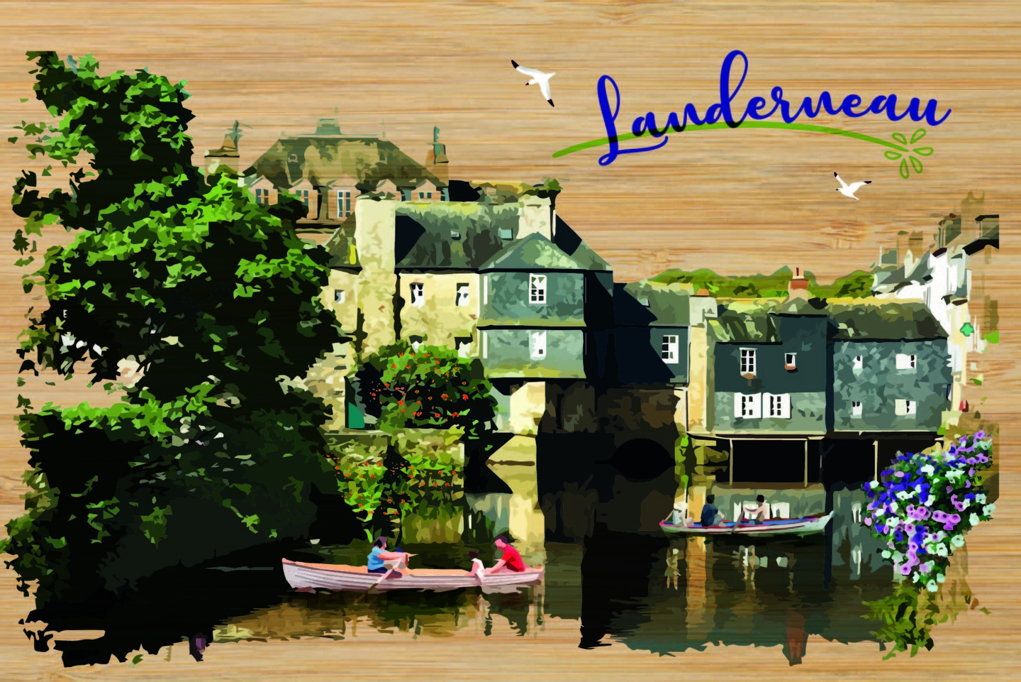 LOT DE 10 CARTES - LANDERNEAU - BRETAGNE - GRAPHIC WOOD