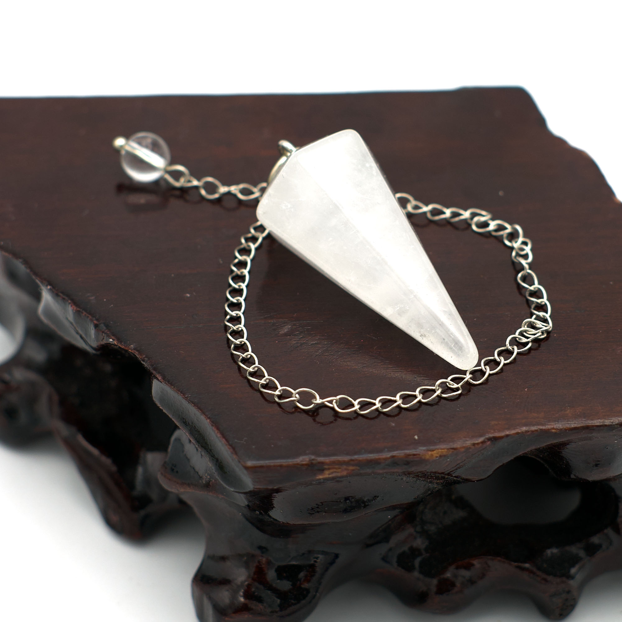 Pendule divinatoire "Cône" en pierre naturelle, cristal de roche ...