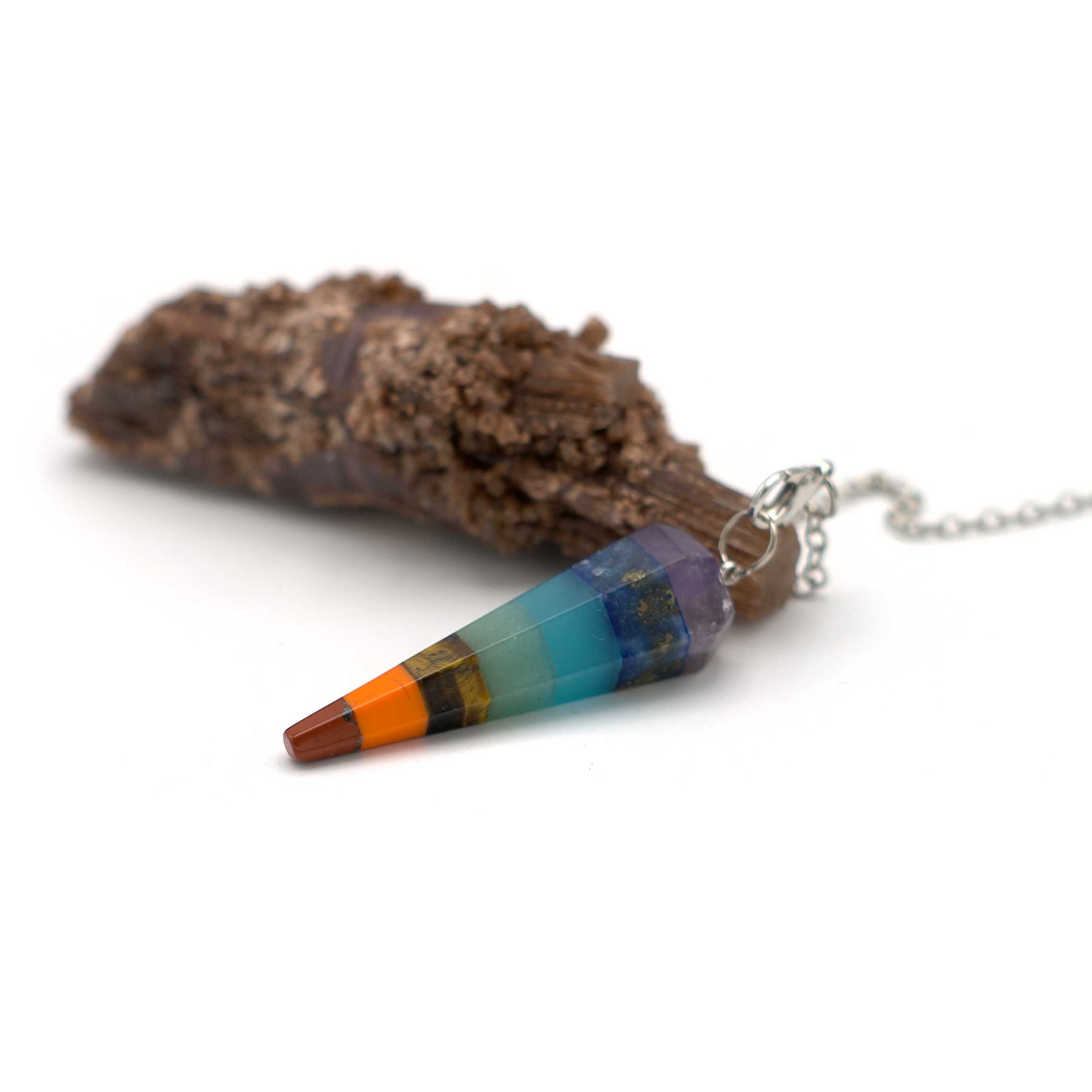 Pendule divinatoire 7 chakras en pierre naturelle, cône fin - Pendule ...