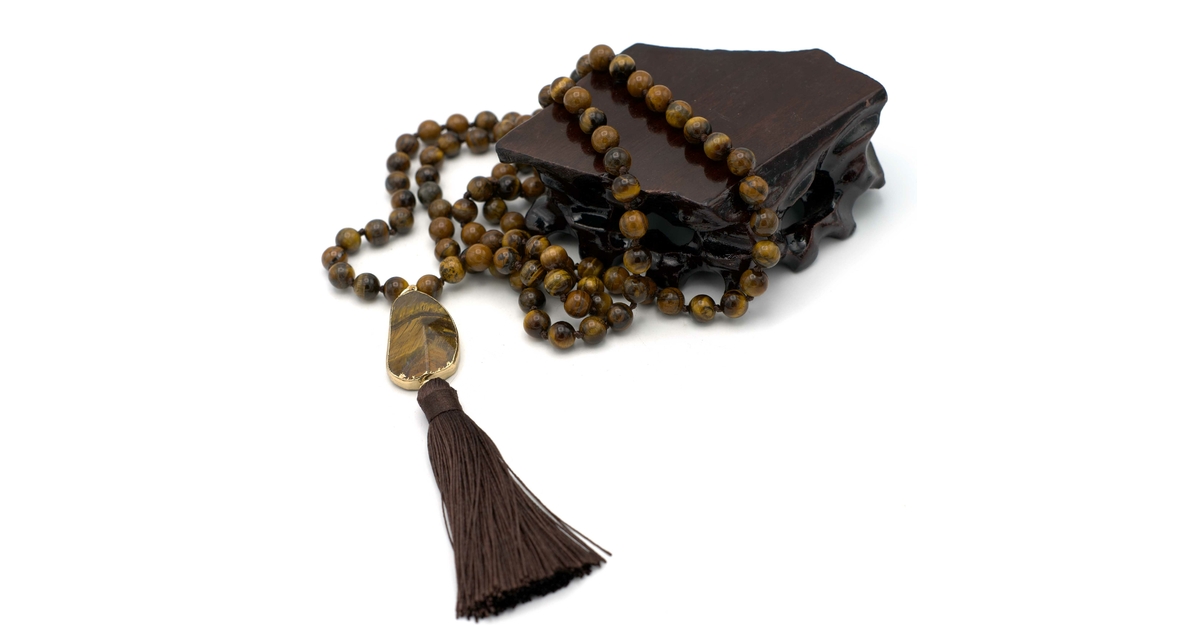 Collier Mala Œil de Tigre – 105 cm – Perles 8 mm - Les Malas - Miracles ...