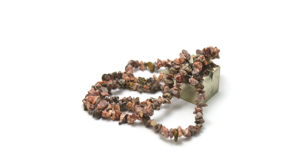 fil 84 cm env 300 perles de jaspe léopard "chips", pierre naturelle ...