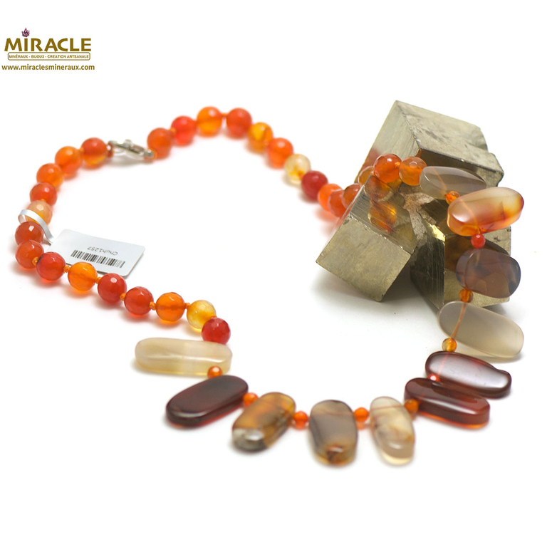 collier cornaline, perle "palet ovale-ronde 6 mm" - Collier/Cornaline ...