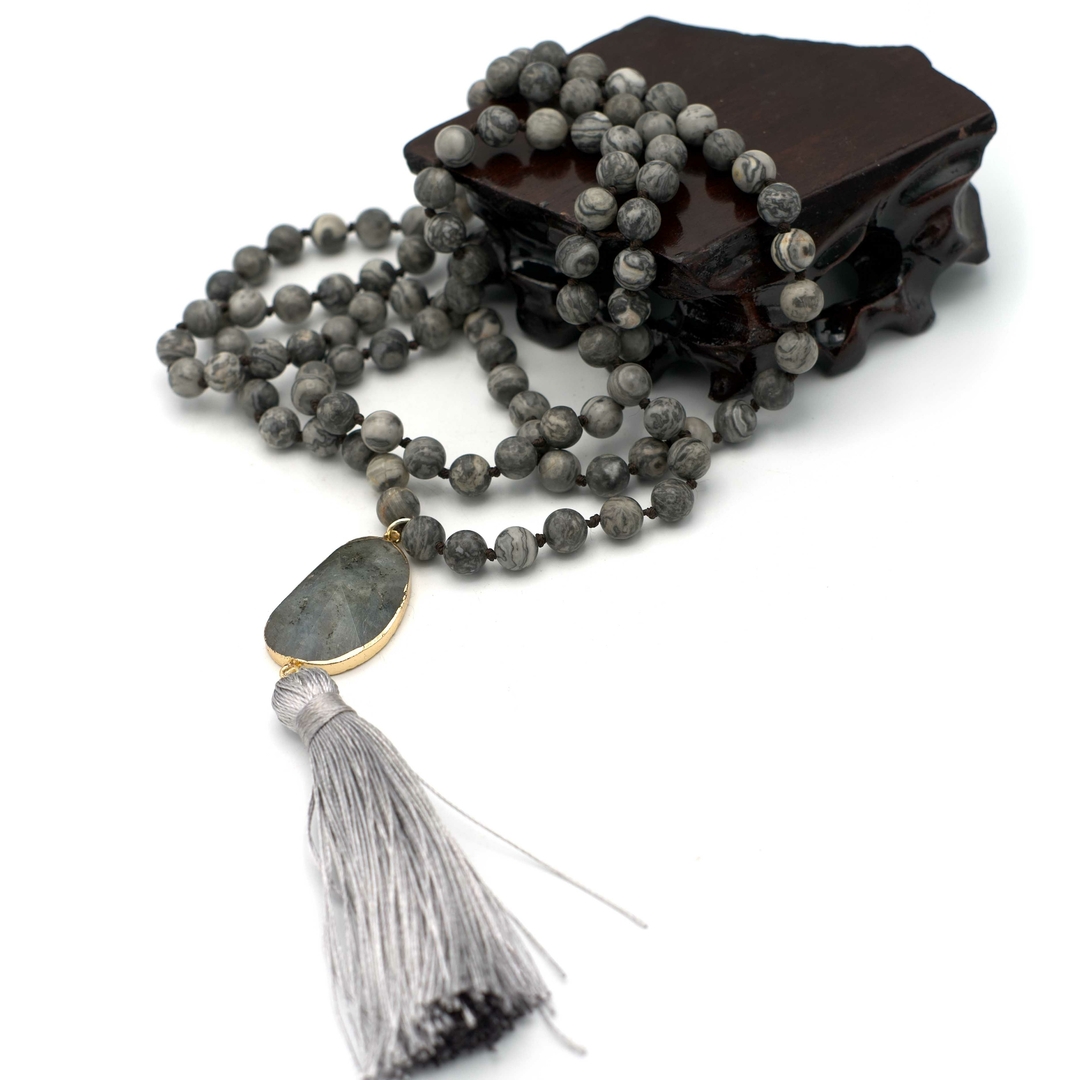 Collier Mala Pinolite – 105 cm – Perles 8 mm - Les Malas - Miracles ...