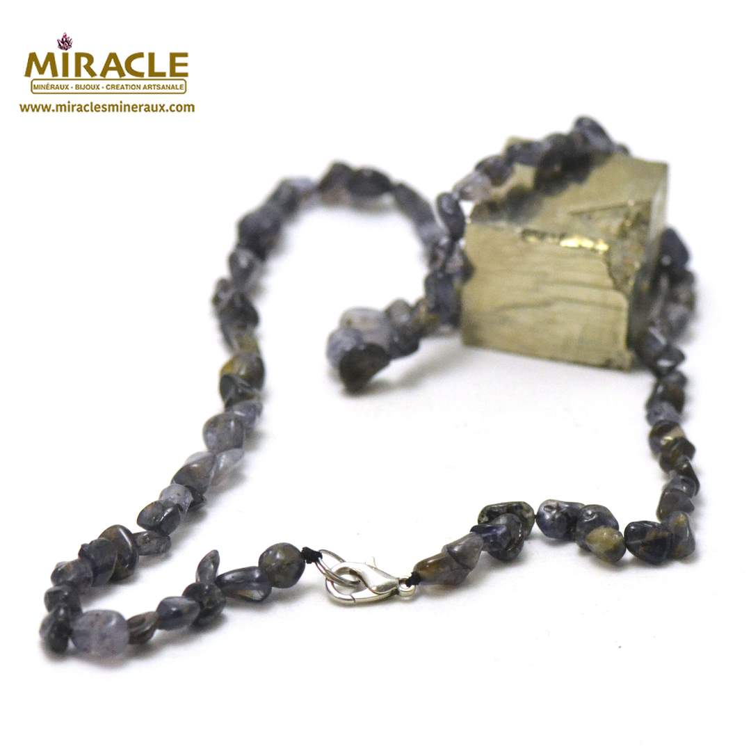 collier iolite, perle"pierre roulée" - Collier/iolite (Cordérite ...
