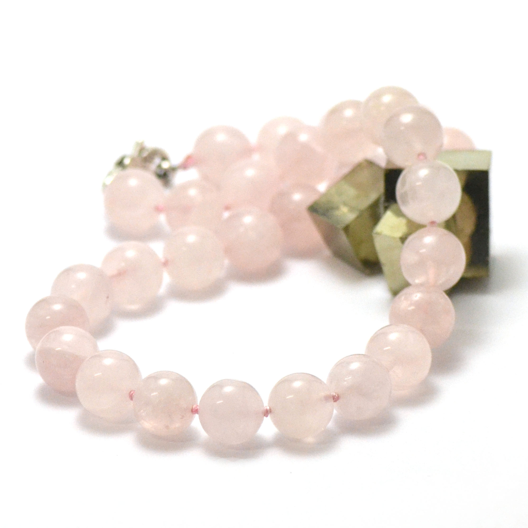 Magnifique collier pierre naturelle quartz rose "perle ronde 16 mm ...