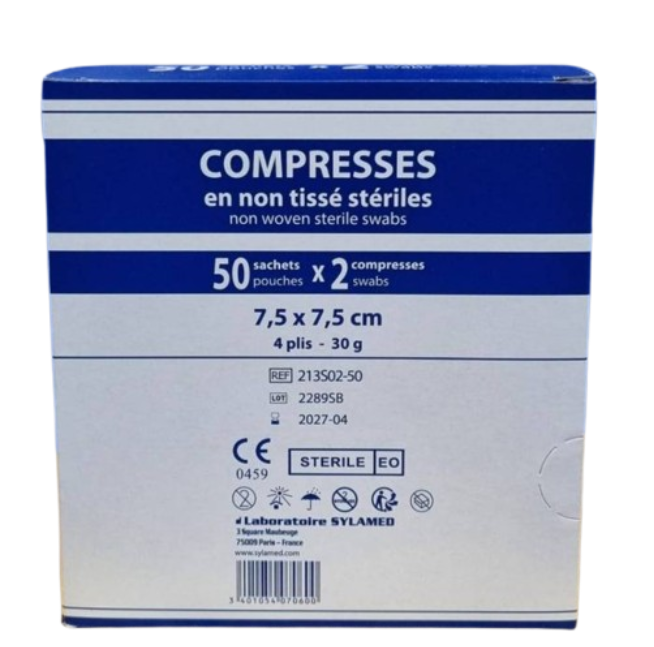 50 sachets 2 compresses stériles-Aquitaine Materiel Secours