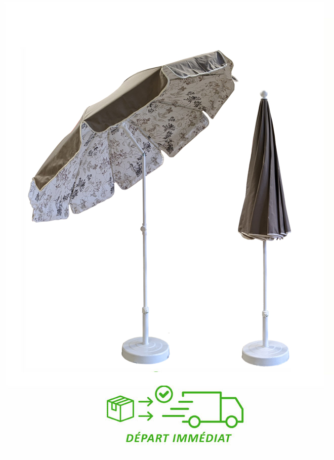 Parasol rond Ø200 doublé taupe - Parasol classique/Parasol doublé - dess.fr