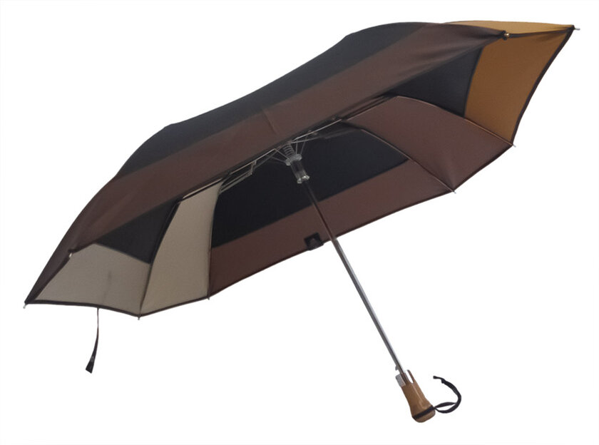 Parapluie Pliant Carré Noir & Camaïeu Chocolat - DESS