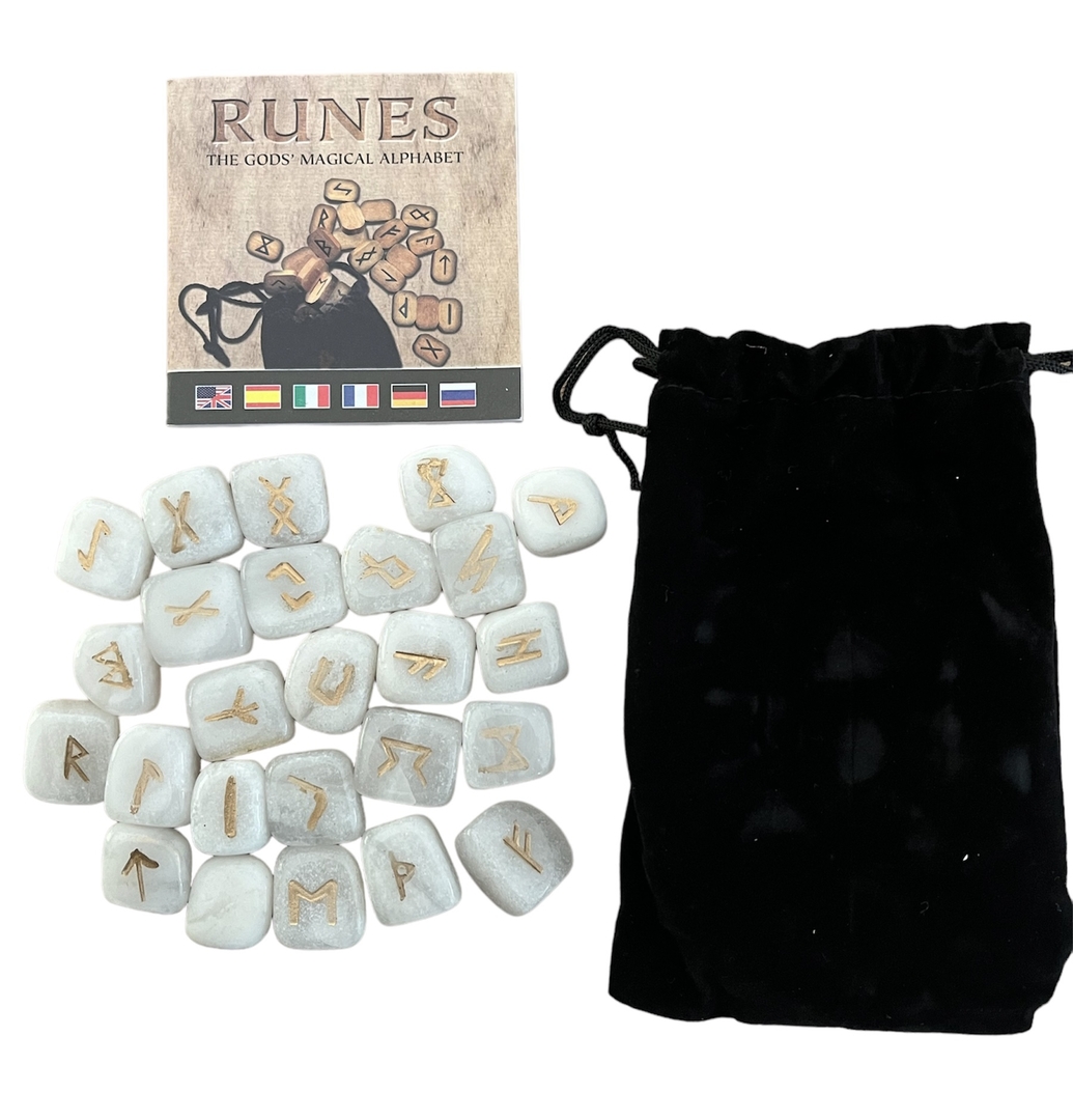 Runes Divinatoires Onyx Blanc - Spiritualité/Runes - L'Ange Céleste