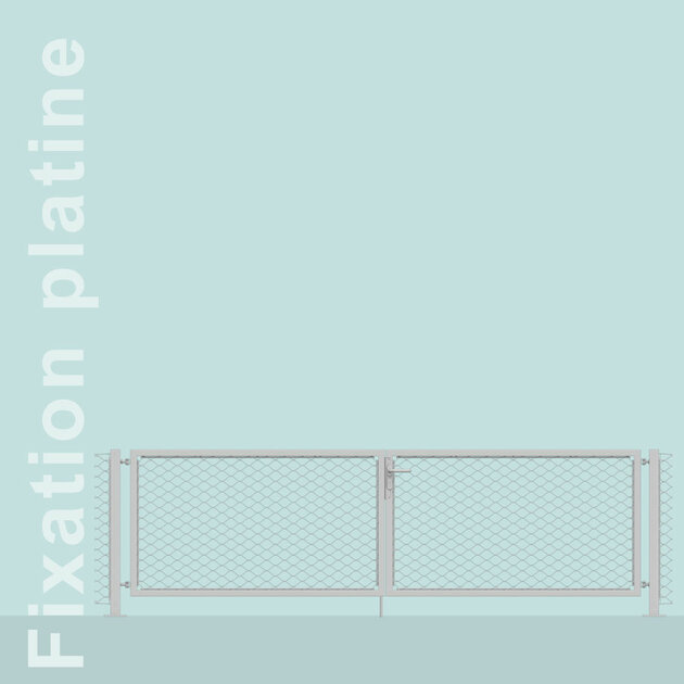 Portail fixation platine pour clôture PERIMESH en acier inox