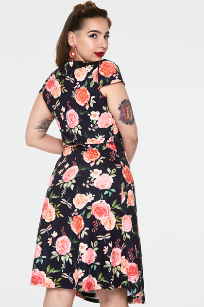 Robe Voodoo Vixen PinUp Rétro 50's Rockabilly Rose Wrap - Vêtements ...