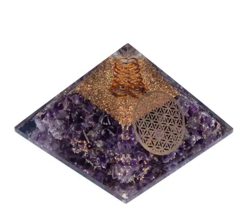 Pyramide Orgonite en Améthyste Fleur de Vie - Minéraux/Orgonites - la ...